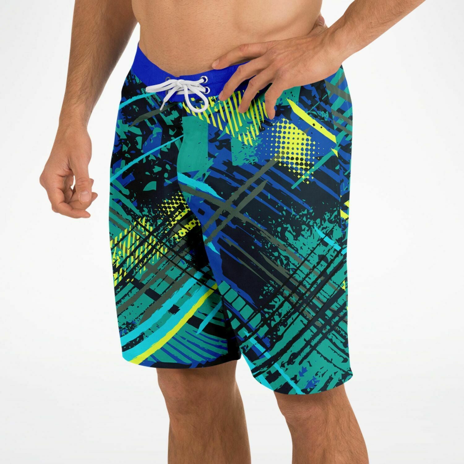 Abstract Blue-Green Men's Boardshorts – Holodeck Design